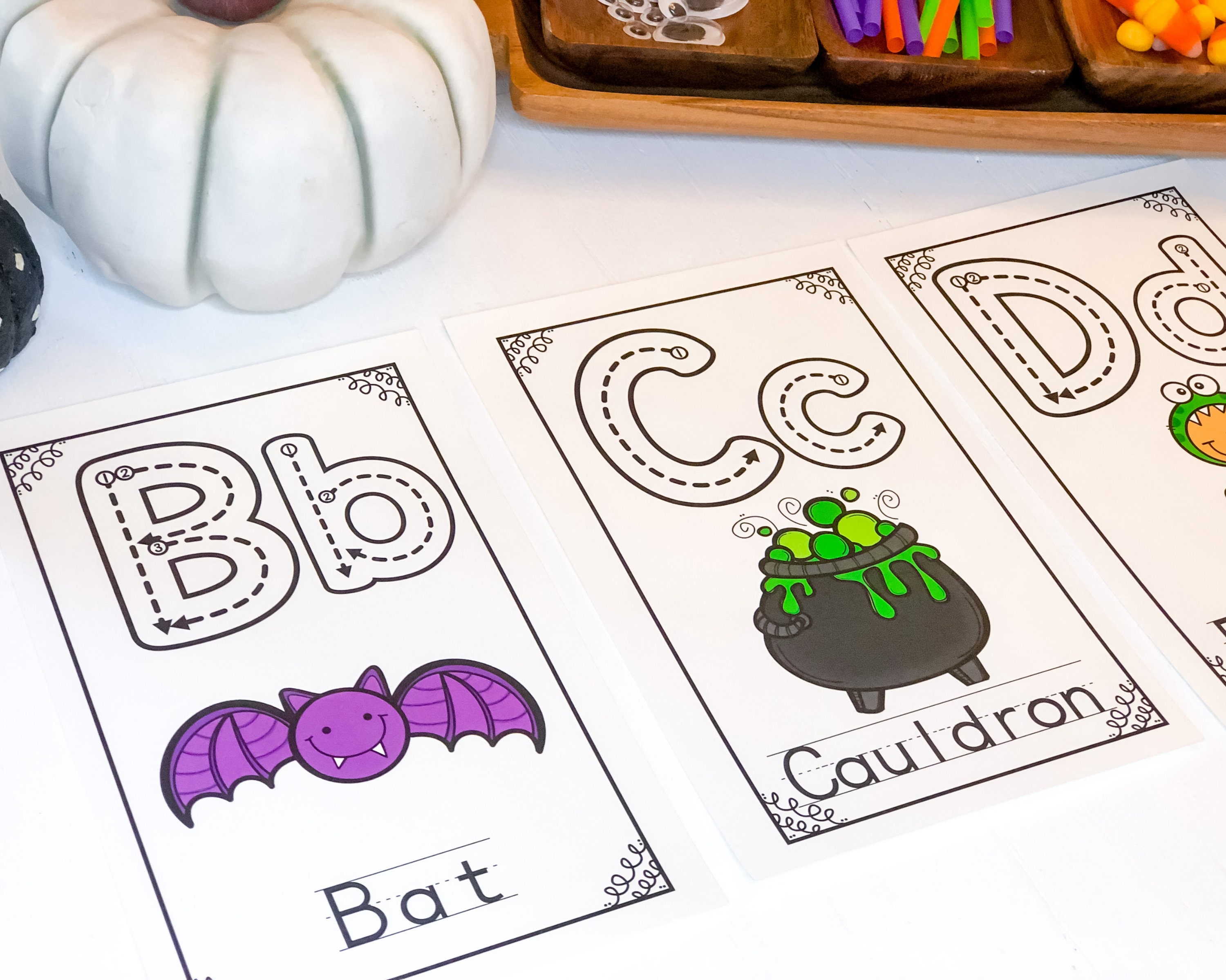 Alphabet Flashcards Printable, Halloween Activity for Kids, Letter ...