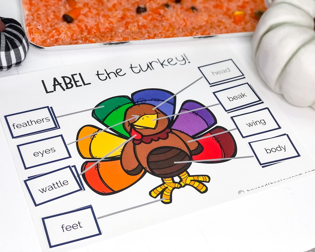 Label the Turkey, Turkey Printable for Kids, Thanksgiving Activity ...