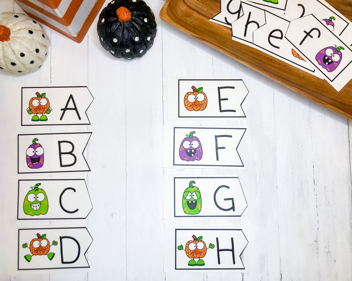 Pumpkin Letter Match Puzzle Printable Literacy Game Preschool and ...