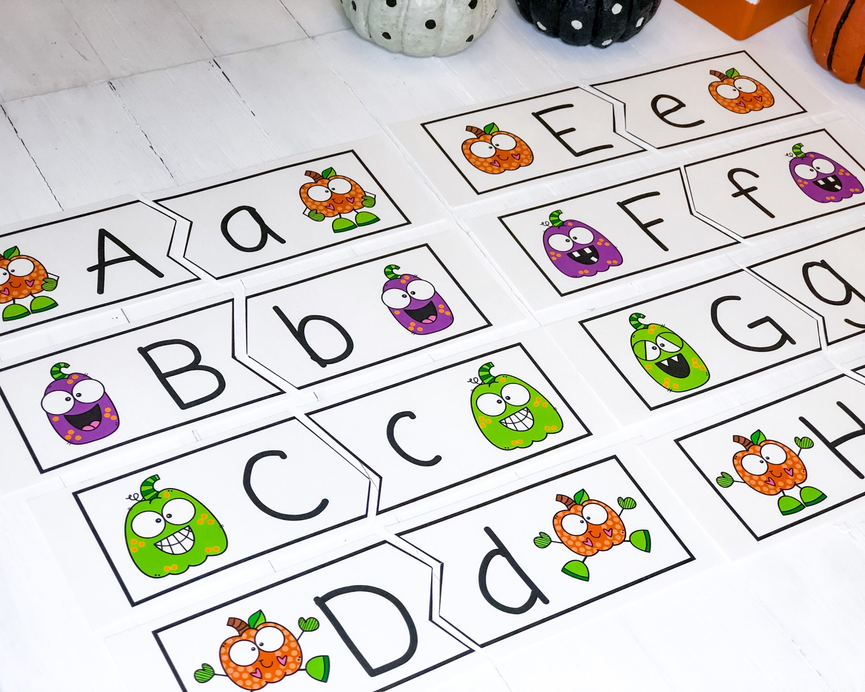 Pumpkin Letter Match Puzzle Printable Literacy Game Preschool and ...