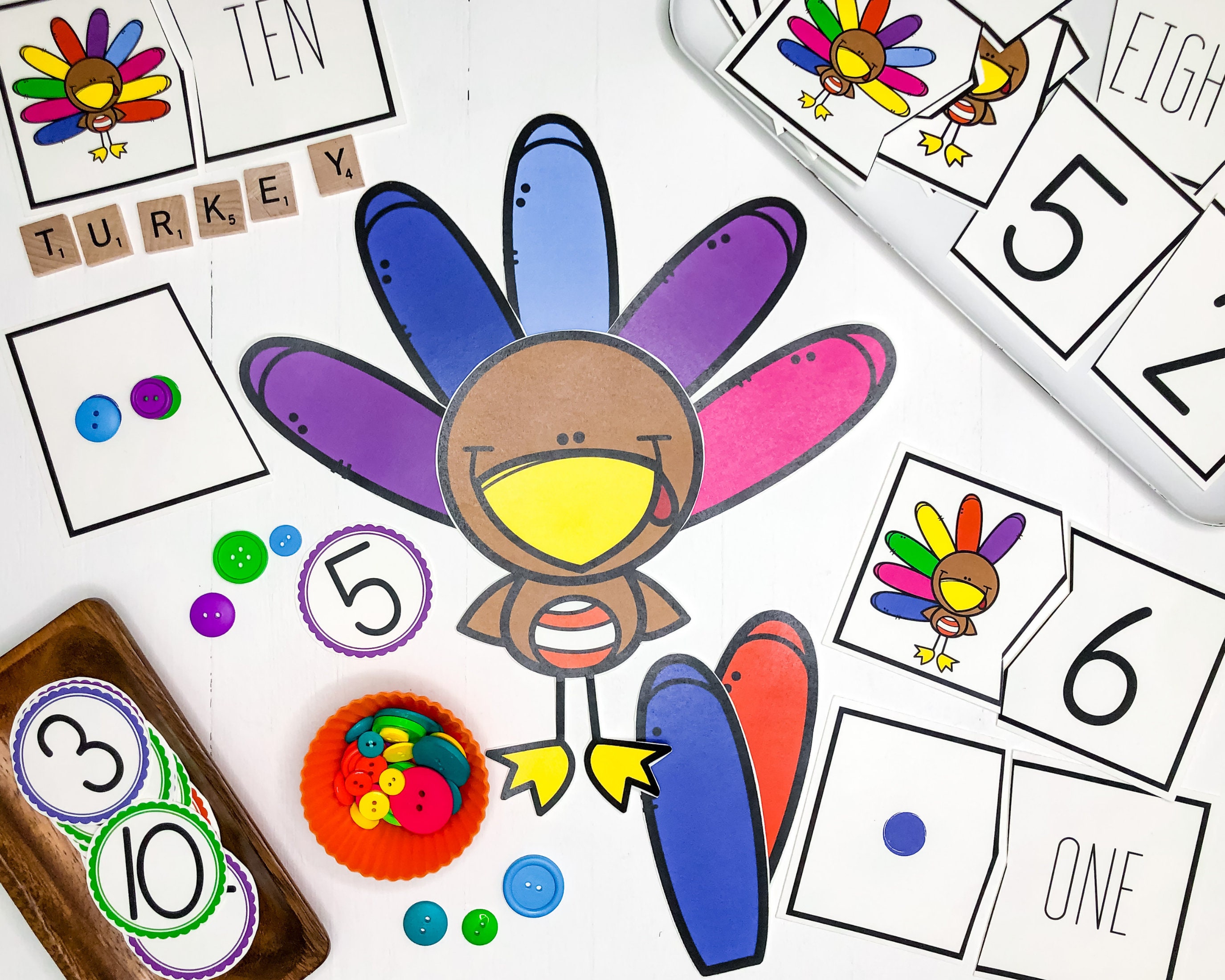 Thanksgiving Printable for Kids, Turkey Math, Counting Activity, Turkey ...