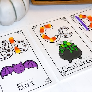 Alphabet Flashcards Printable, Halloween Activity for Kids, Letter ...