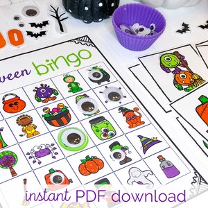 Halloween Bingo Game, Printable Halloween Game, Preschool Printable ...