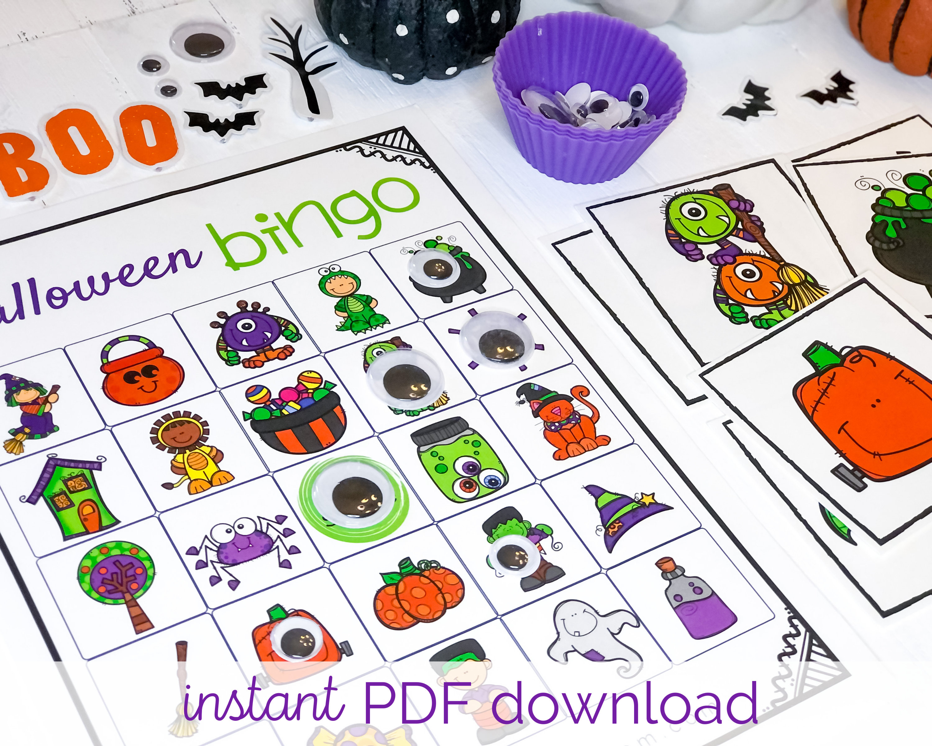 Halloween Bingo Game, Printable Halloween Game, Preschool Printable ...