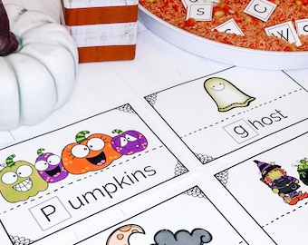 Rhyming and Letter Sounds Preschool Activity, Halloween Activity for ...