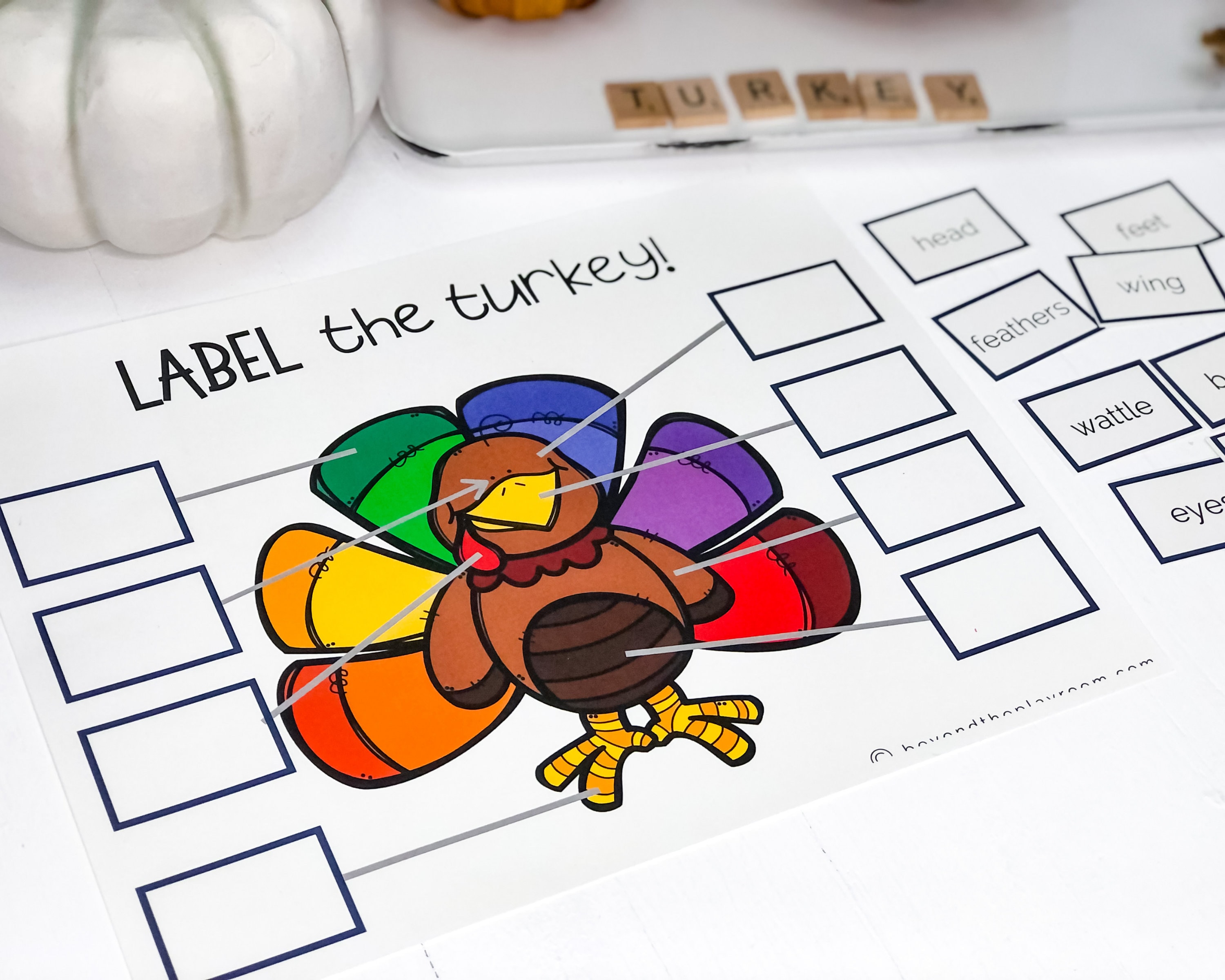 Label the Turkey, Turkey Printable for Kids, Thanksgiving Activity ...