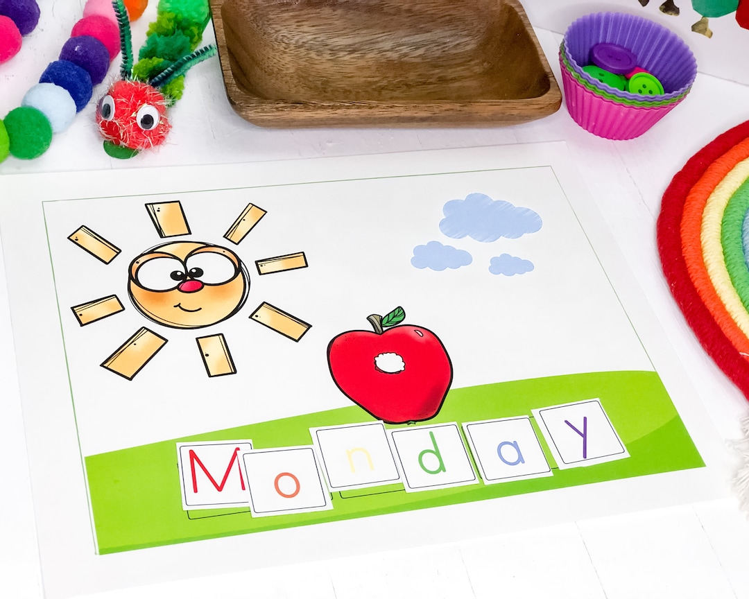 Days of the Week Printable, Hungry Caterpillar, Spelling Game, Word ...