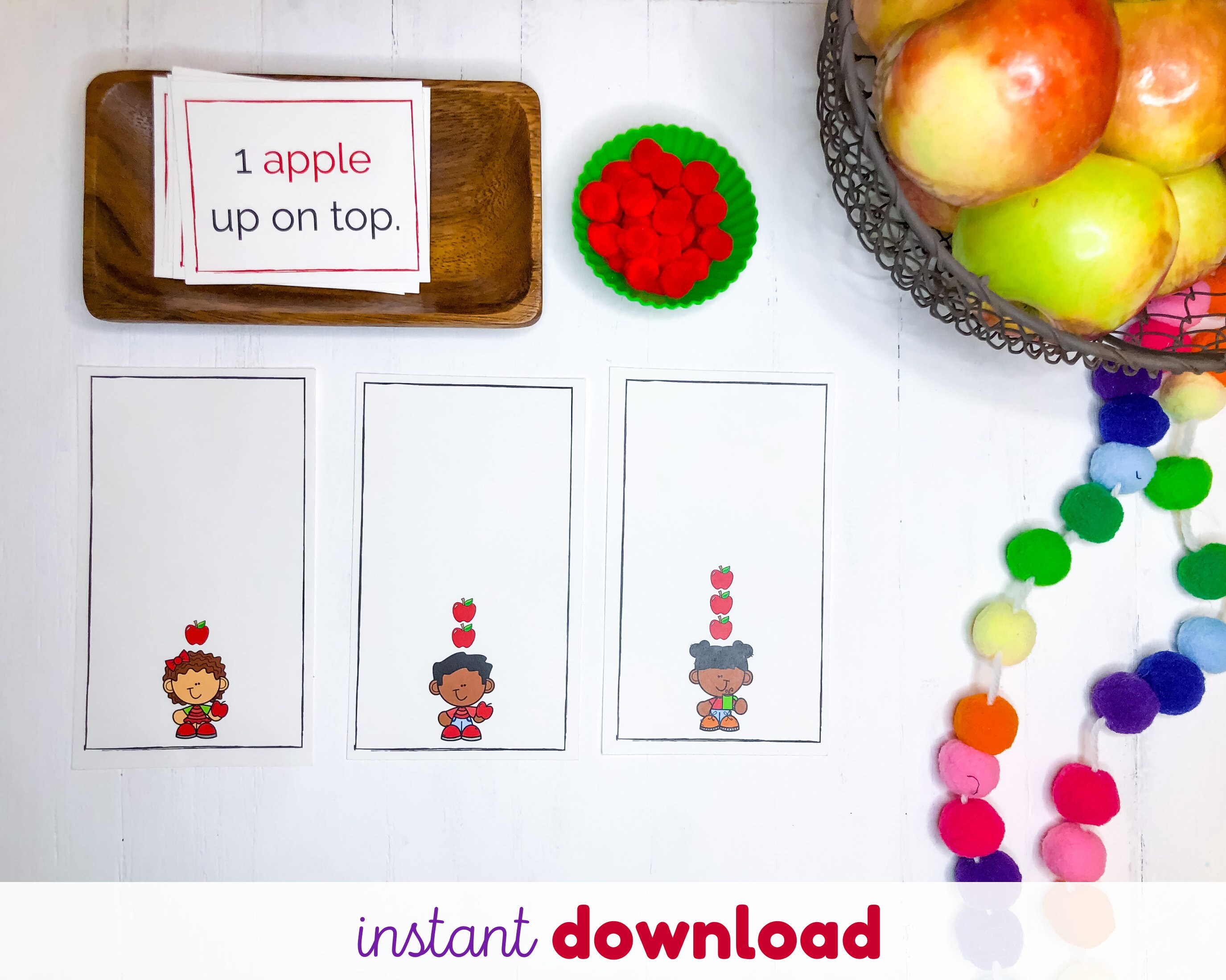 Apple Math Printable for Kids Preschool Counting Activity Kindergarten ...