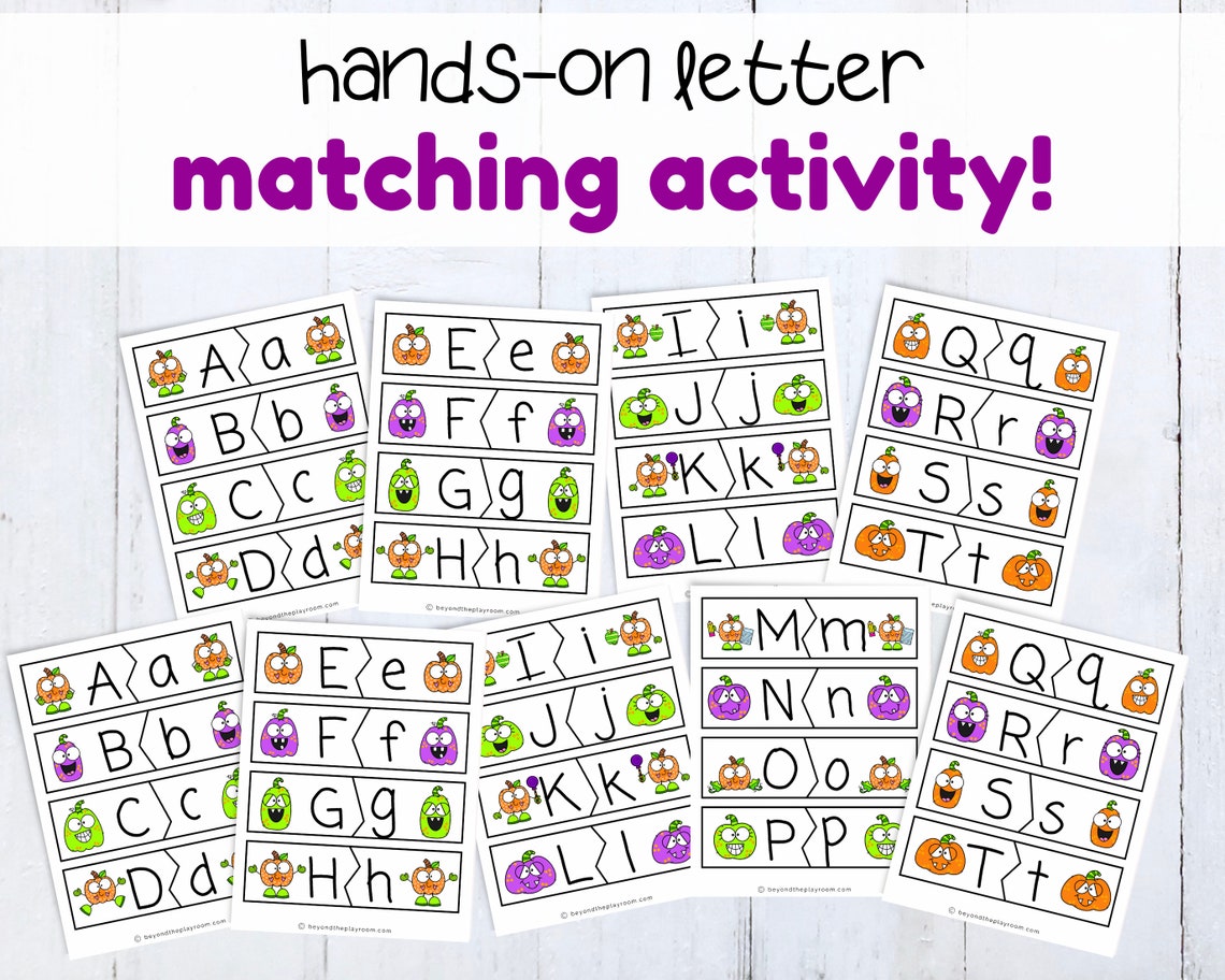 Pumpkin Letter Match Puzzle Printable Literacy Game Preschool and ...