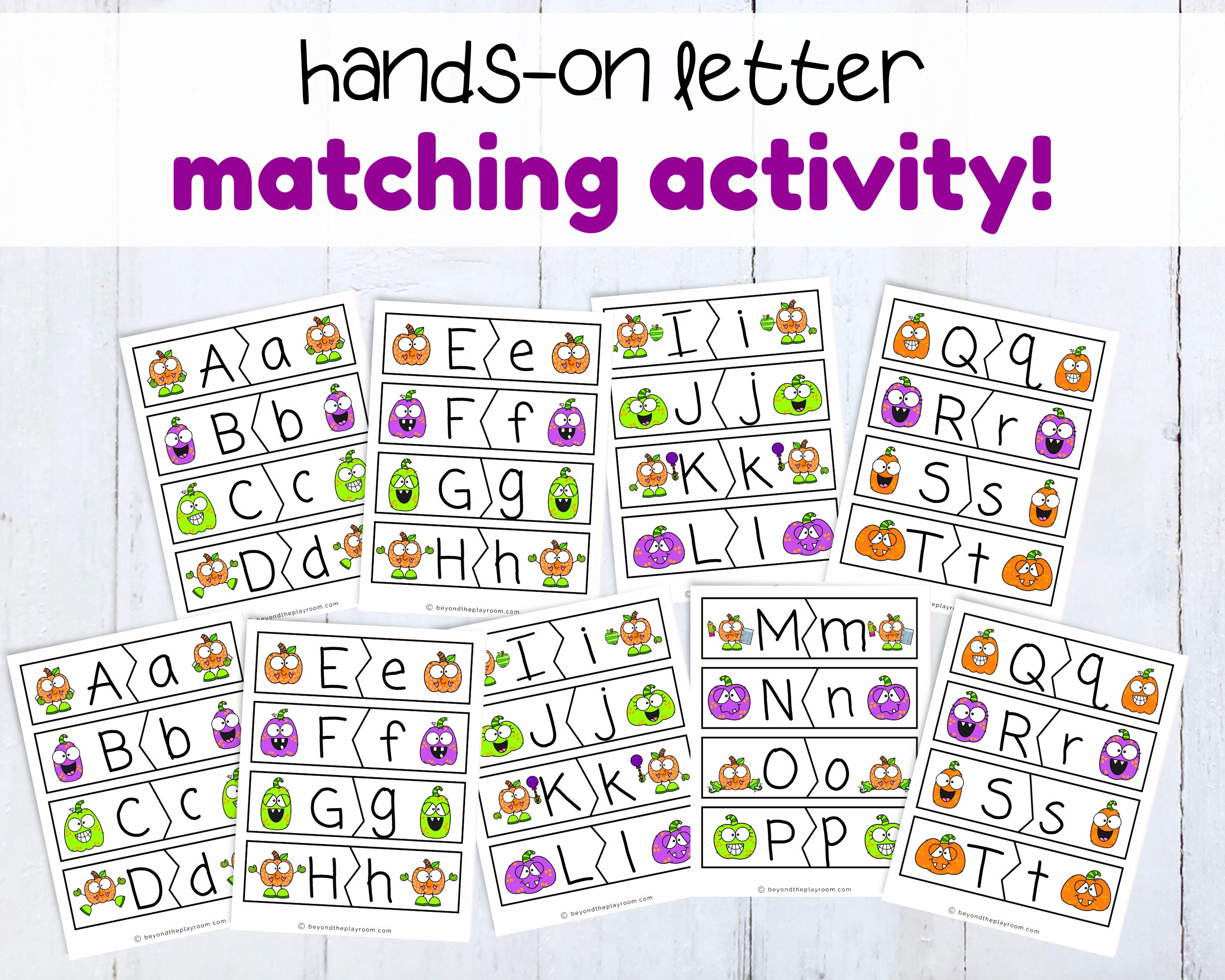 Pumpkin Letter Match Puzzle Printable Literacy Game Preschool and ...