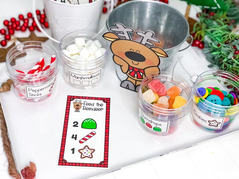 Christmas Activity for Kids, Feed the Reindeer Counting Game, Preschool ...