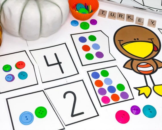 Thanksgiving Printable for Kids Turkey Math Counting - Etsy