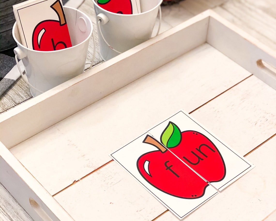 Apple Word Family Puzzles Short Vowel CVC Word Game | Etsy