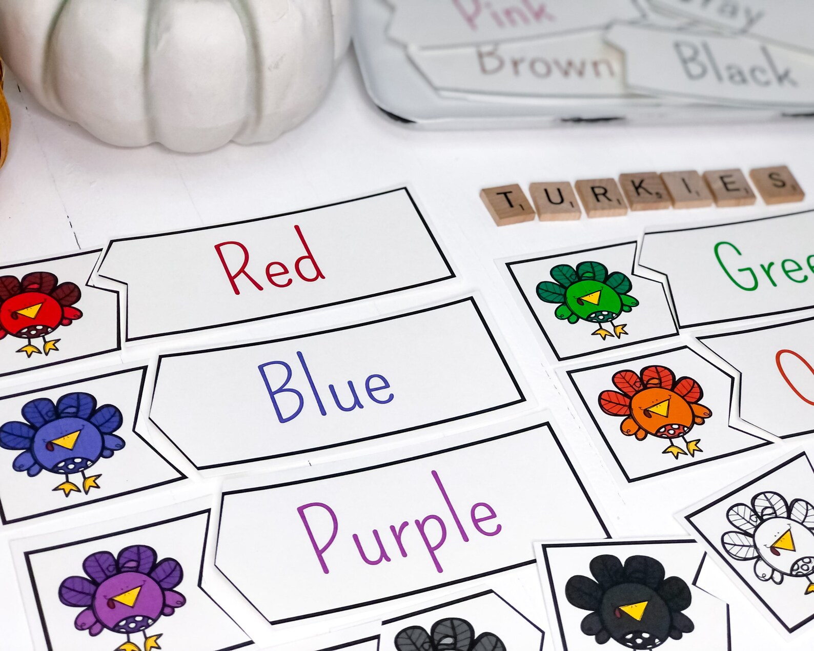 Color Matching Turkey Printable Matching Colors Activity | Etsy