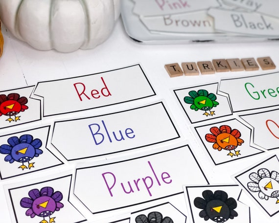 Color Matching Turkey Printable Matching Colors Activity | Etsy