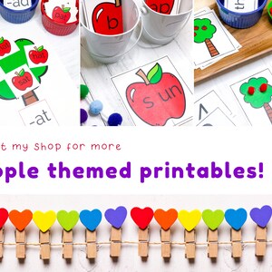 CVC Word Game, Word Family Activity, Apple Theme, Printable, Preschool ...