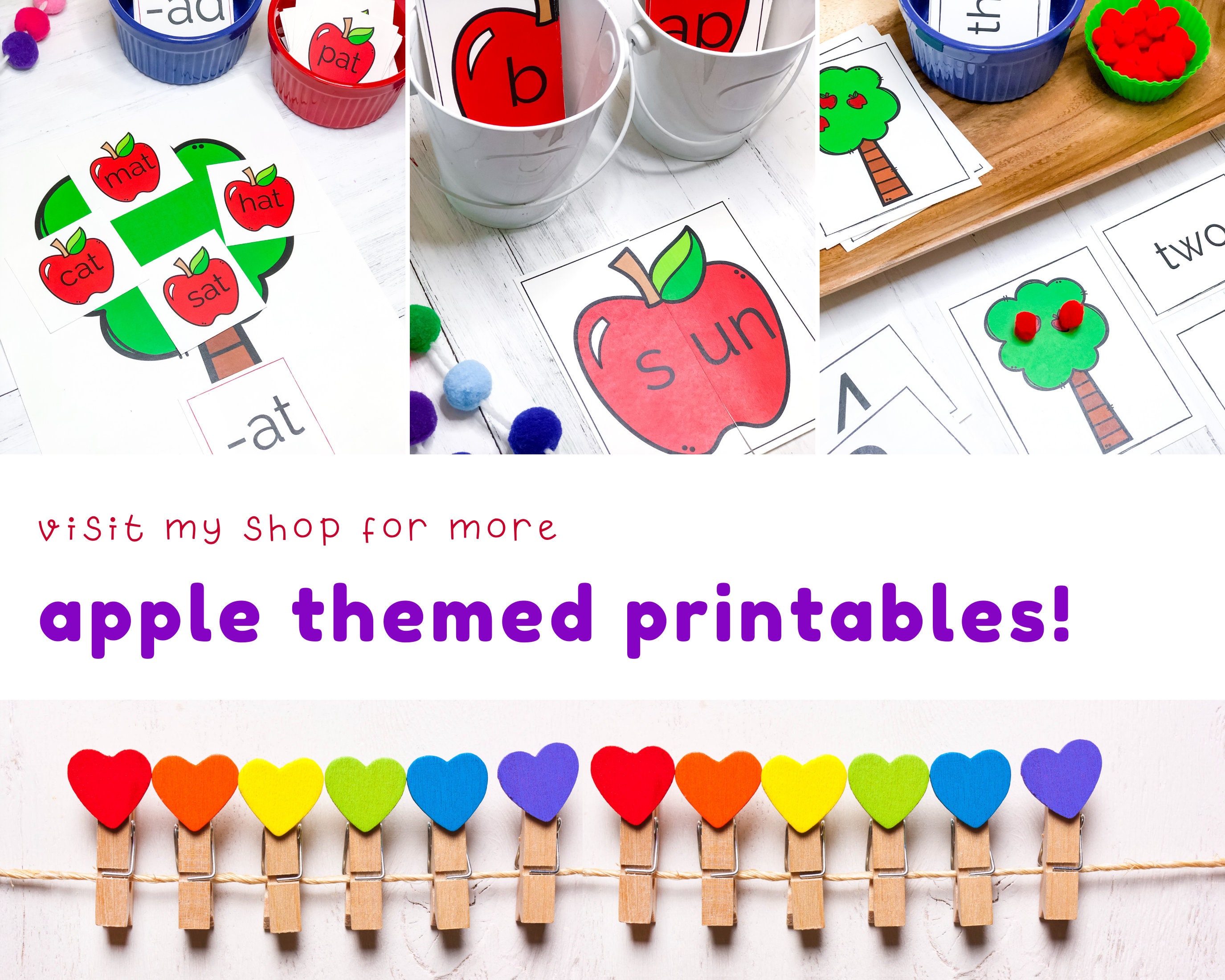 CVC Word Game, Word Family Activity, Apple Theme, Printable, Preschool ...