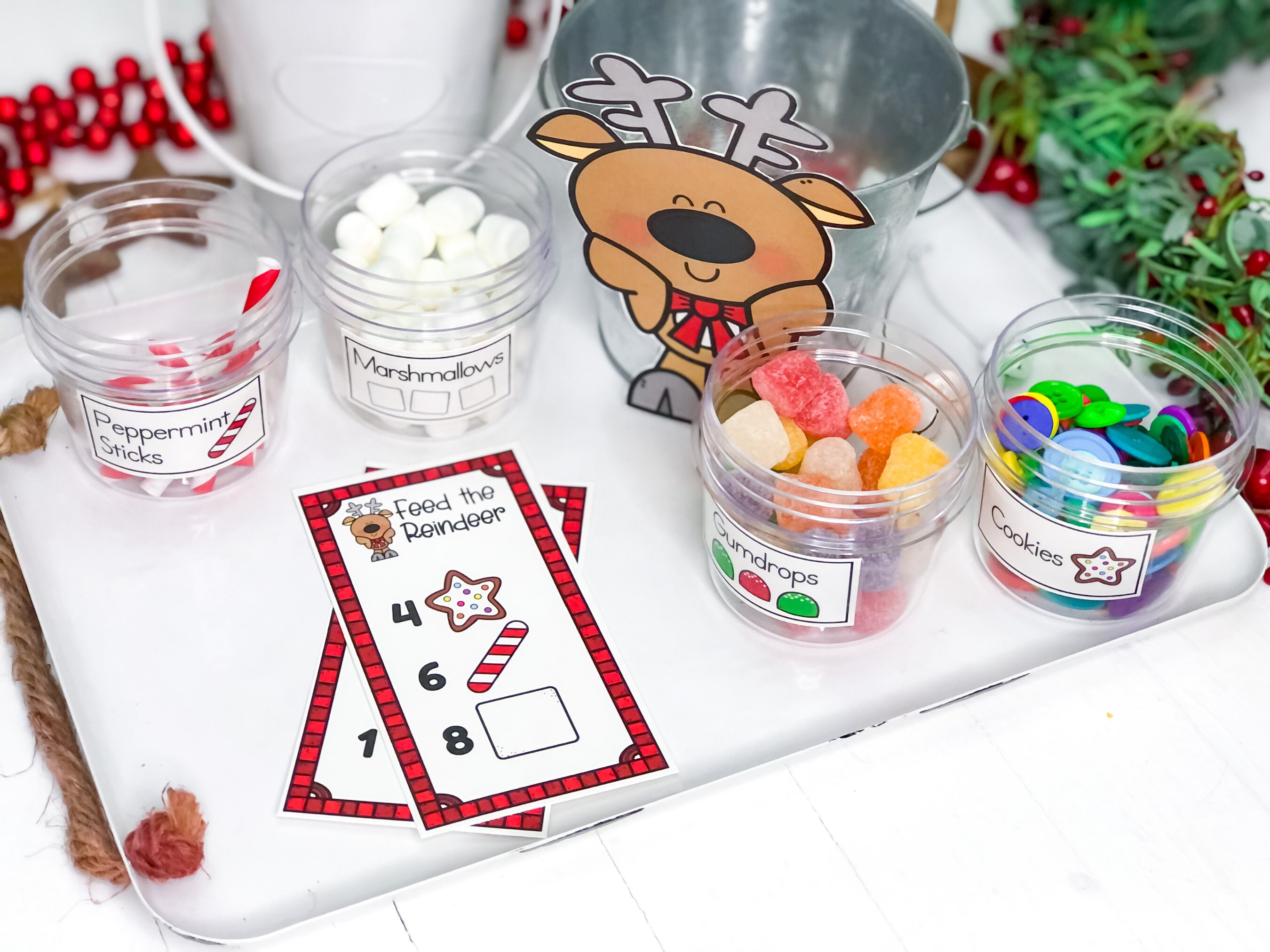 Christmas Activity for Kids, Feed the Reindeer Counting Game, Preschool ...