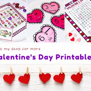 Valentine's Day Math Game, Printable Activity for Kids, Puzzle Game for ...
