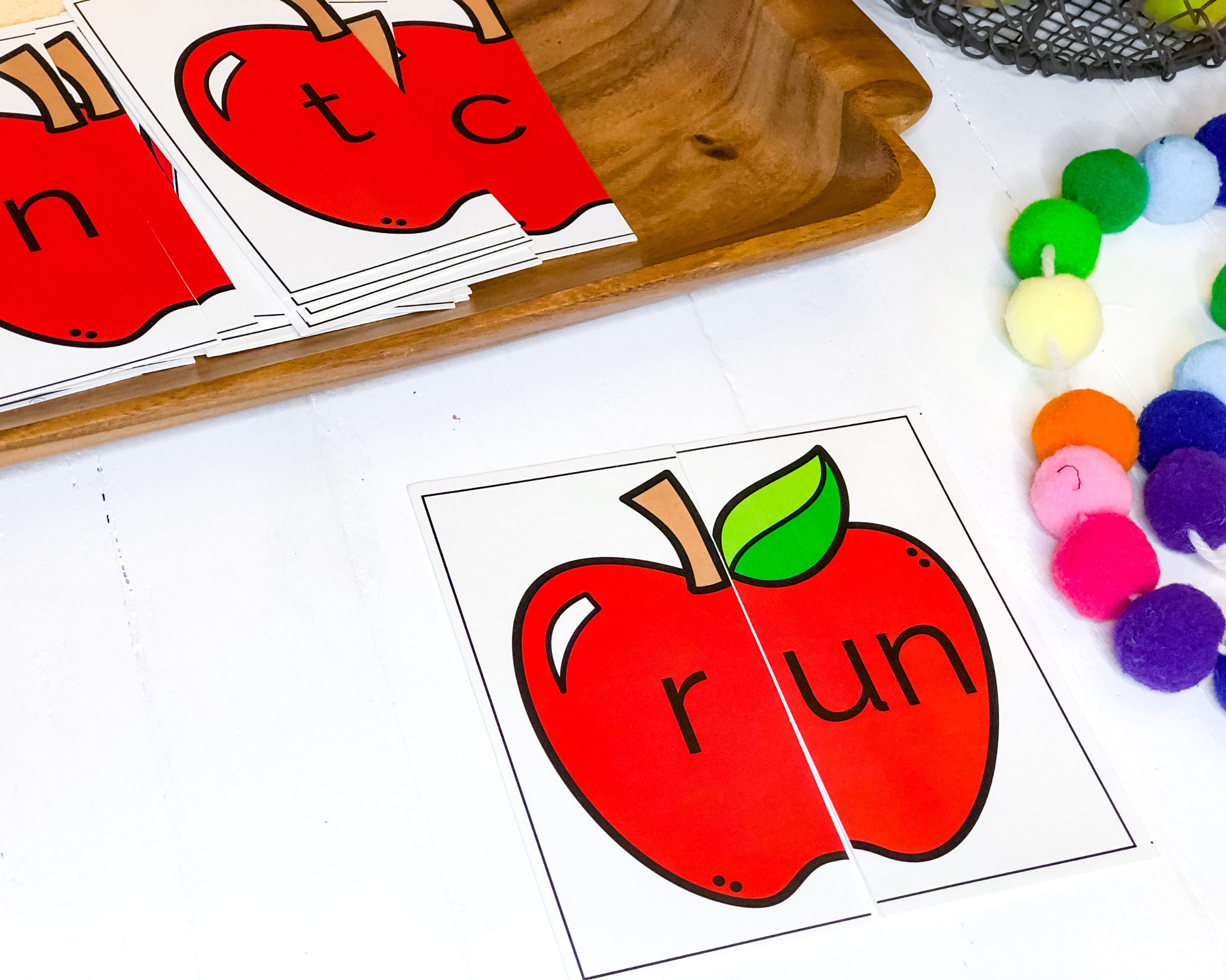 Apple Word Family Puzzles | Short Vowel CVC Word Game | Literacy ...