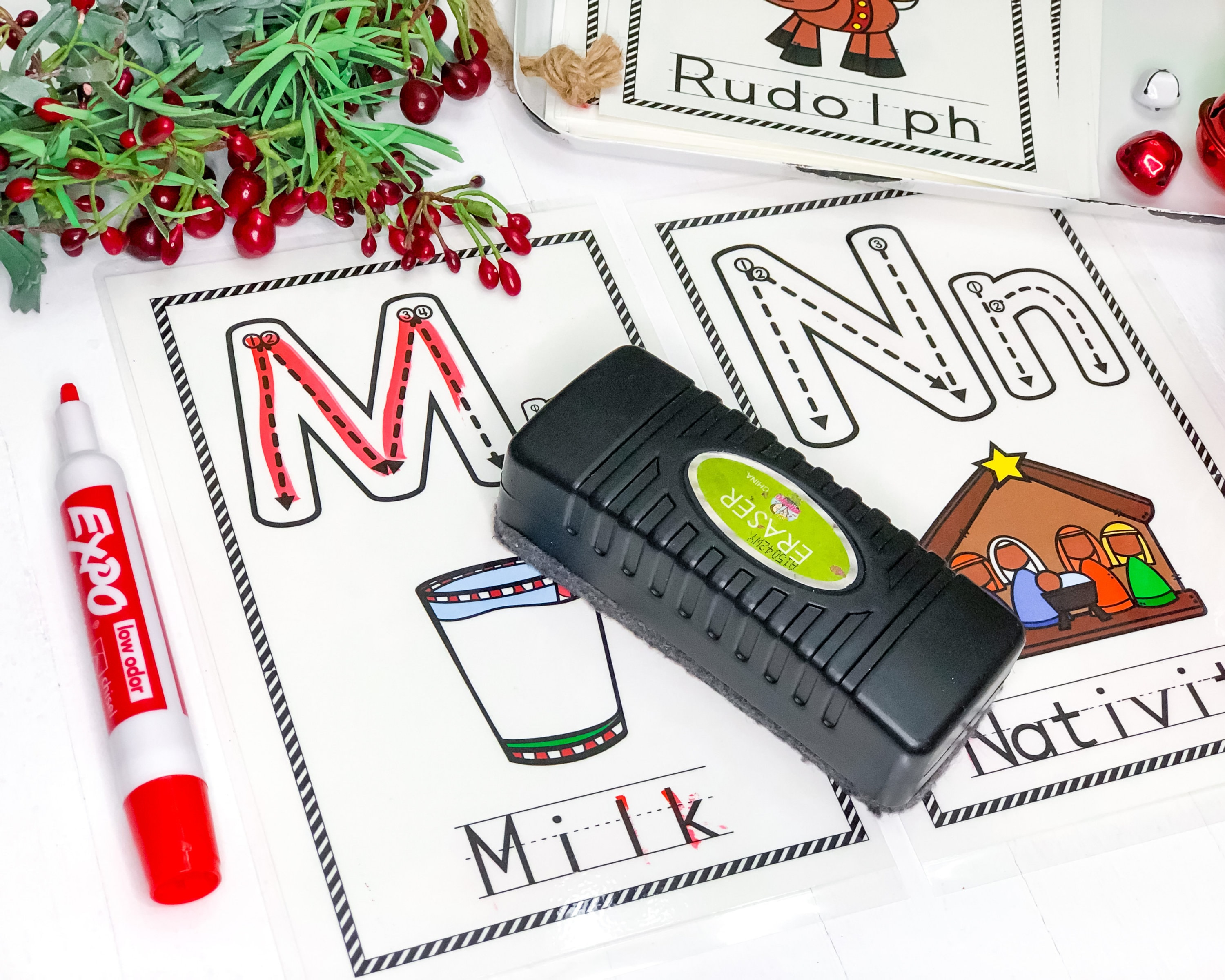 Christmas Alphabet Printable, Christmas Activity for Kids, Tracing ...