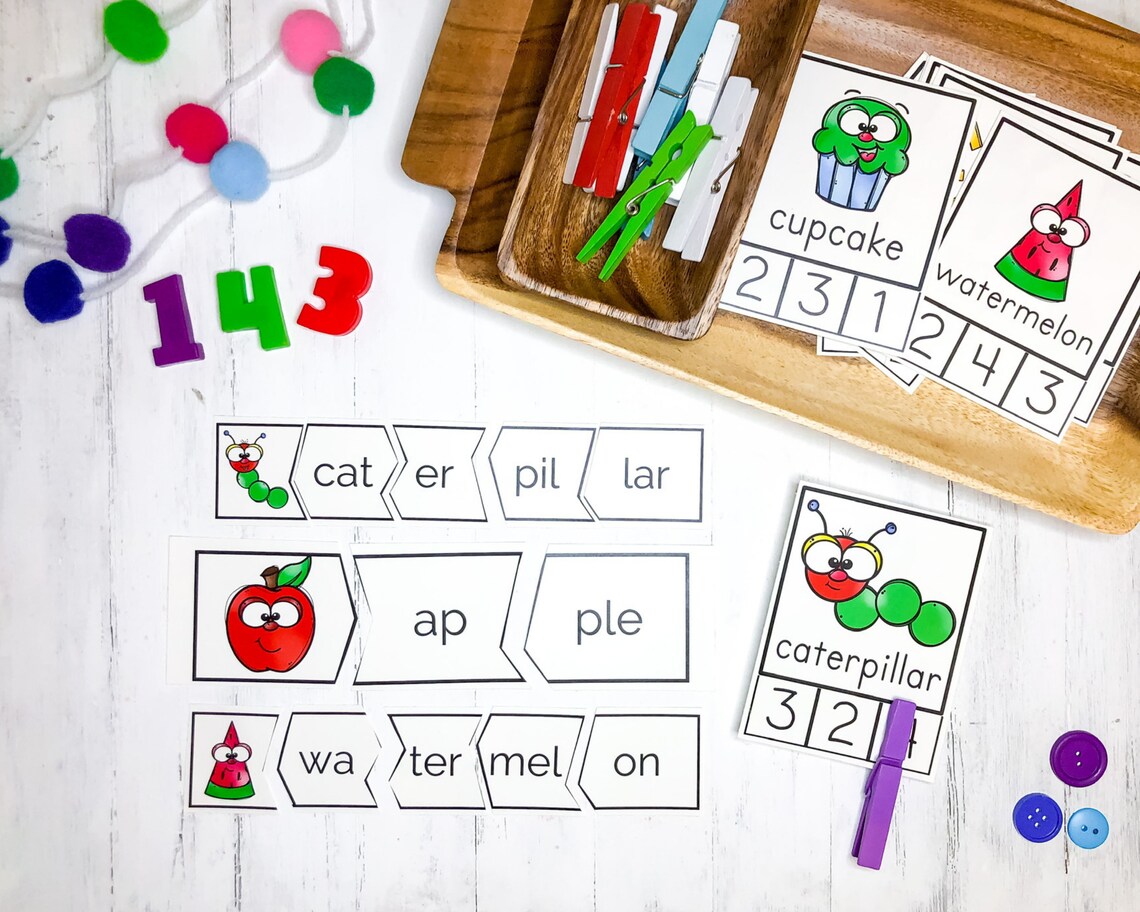 Syllable Activity Hungry Caterpillar Printables Literacy | Etsy