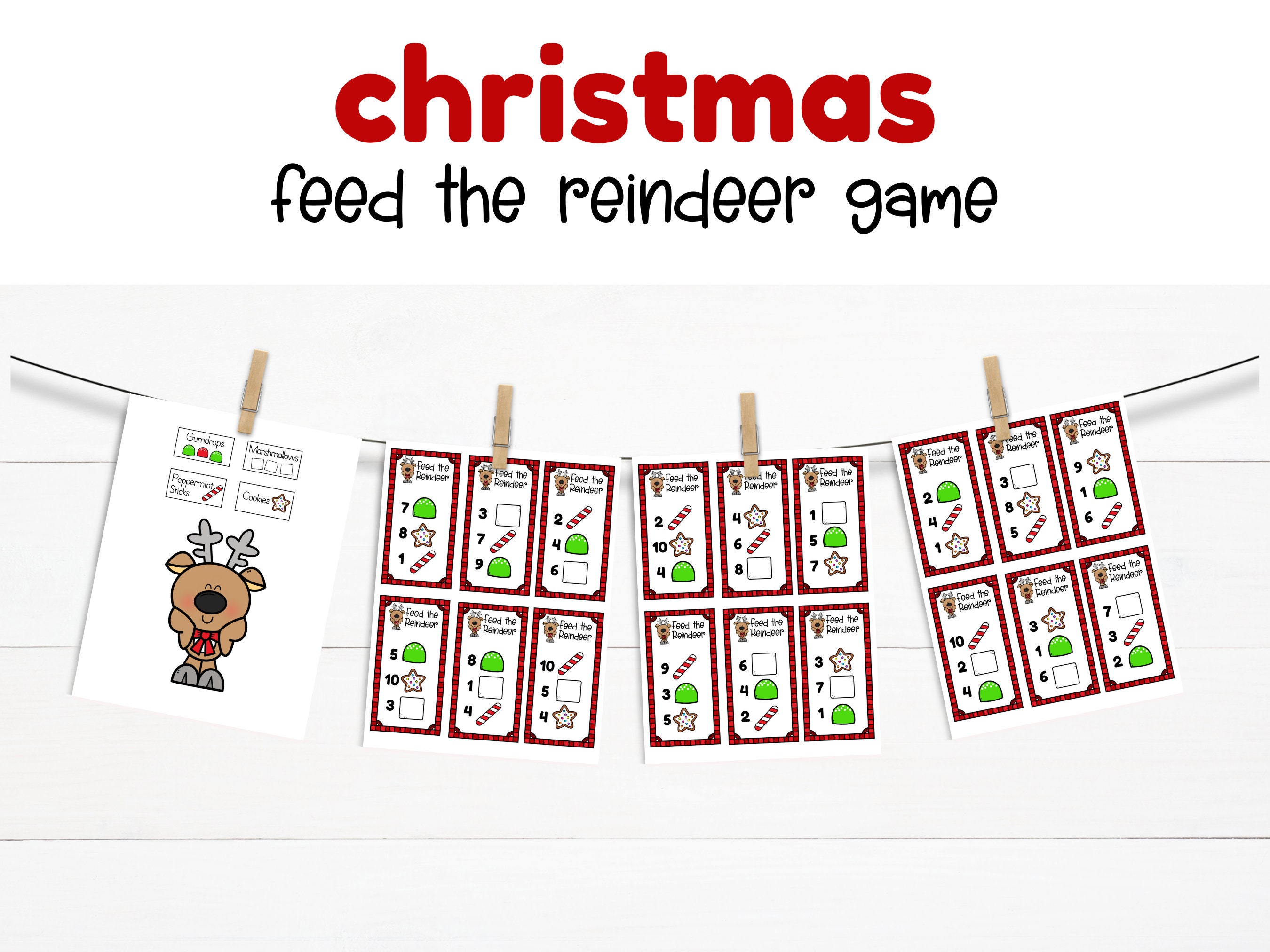 Christmas Activity for Kids, Feed the Reindeer Counting Game, Preschool ...