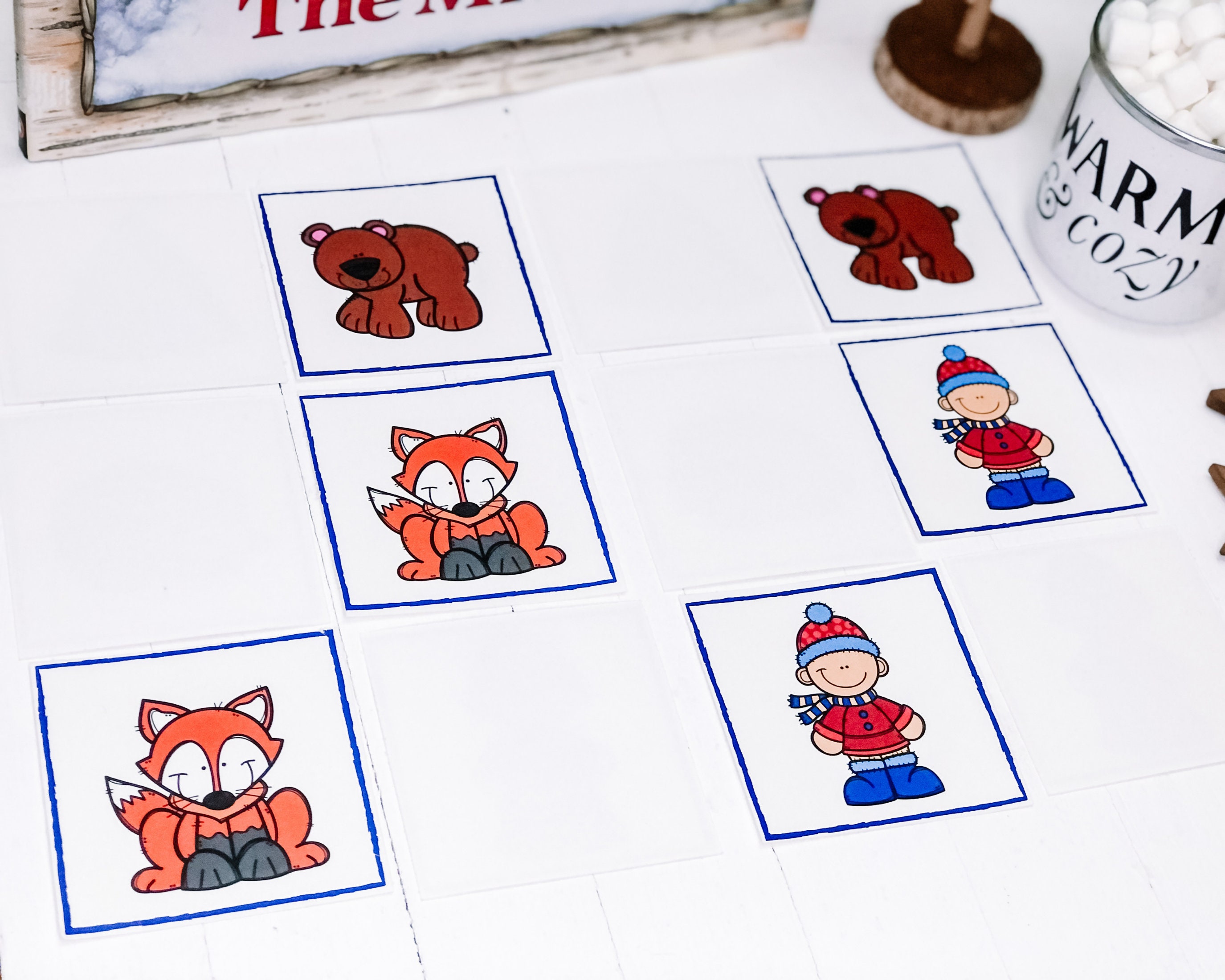 The Mitten Printable, Memory Game for Kids, Winter Memory Game ...
