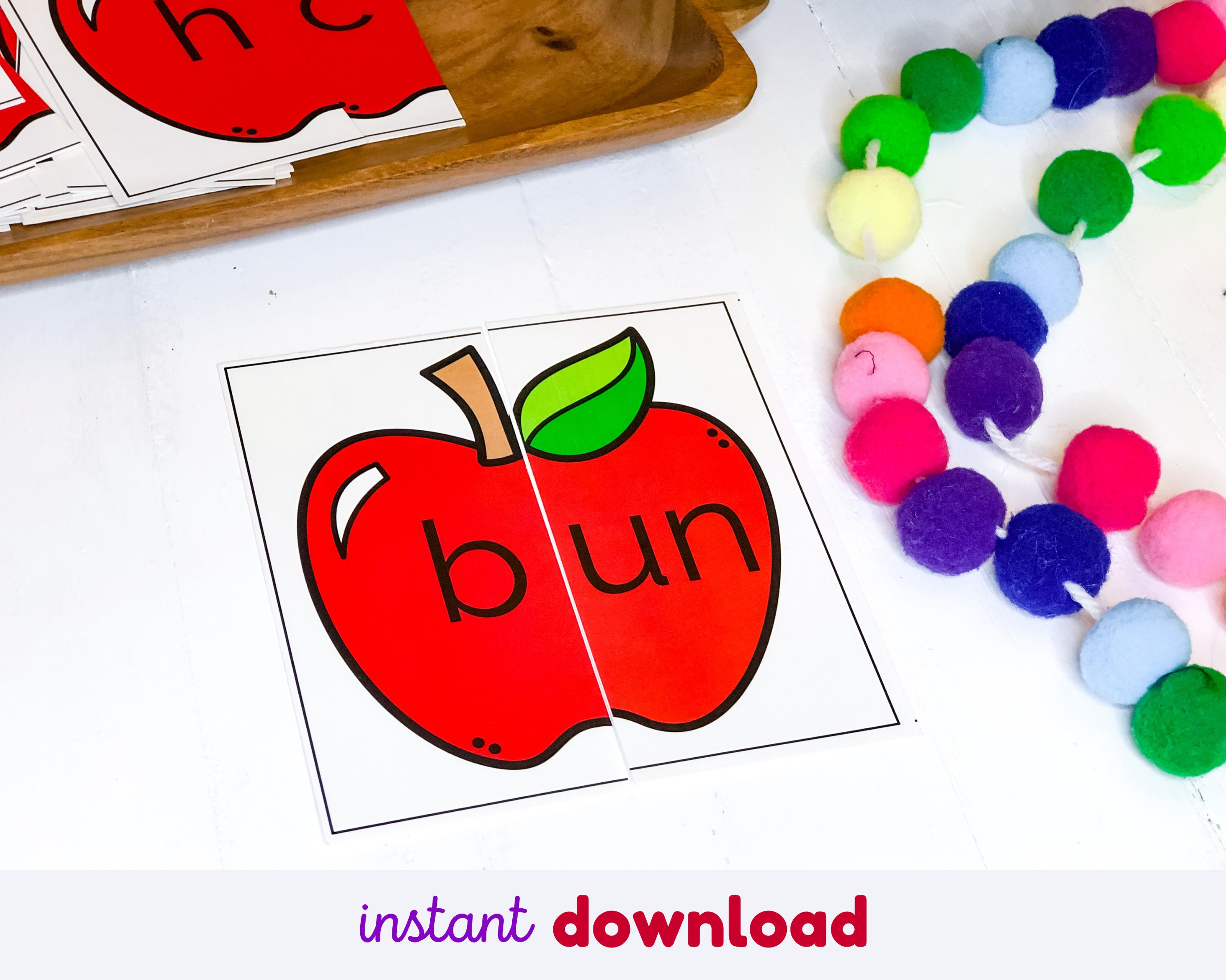 Apple Word Family Puzzles | Short Vowel CVC Word Game | Literacy ...