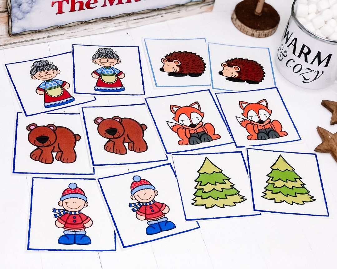 The Mitten Printable, Memory Game for Kids, Winter Memory Game ...
