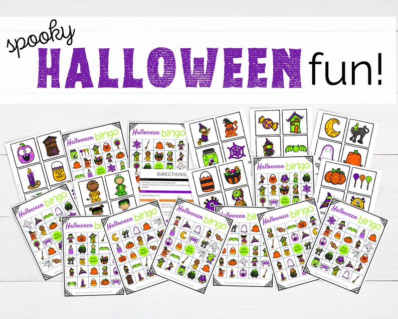 Halloween Bingo Game Printable Halloween Game Preschool | Etsy