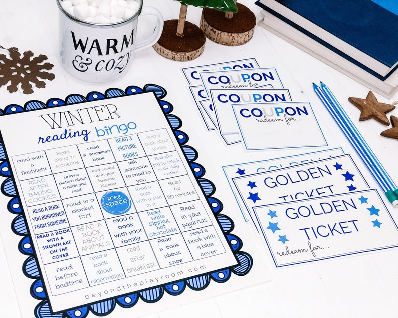 Winter Reading Bingo, Reading Printable for Kids, Reading Bingo ...