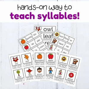 Fall Syllable Game Printable | Literacy Activity for Kids | Preschool ...