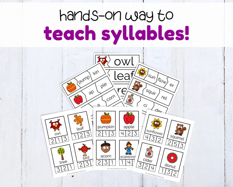 Fall Syllable Game Printable | Literacy Activity for Kids | Preschool ...