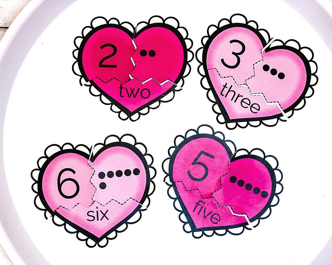Valentine's Day Math Game, Printable Activity for Kids, Puzzle Game for ...