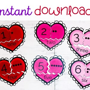Valentine's Day Math Game, Printable Activity for Kids, Puzzle Game for ...