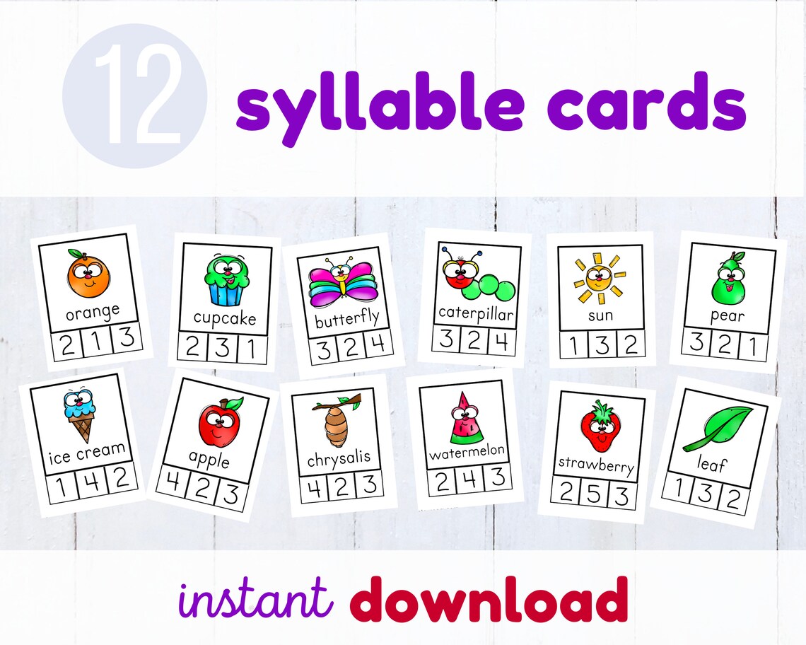 Syllable Activity Hungry Caterpillar Printables Literacy | Etsy