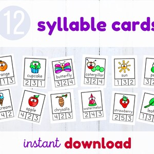 Syllable Activity Hungry Caterpillar Printables Literacy | Etsy