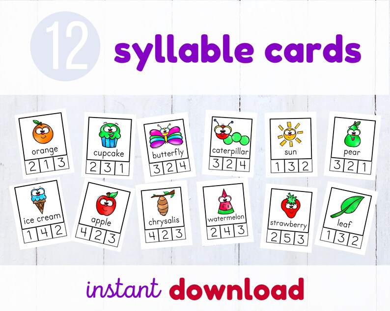 Syllable Activity Hungry Caterpillar Printables Literacy | Etsy