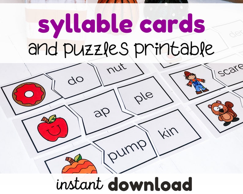 Fall Syllable Game Printable | Literacy Activity for Kids | Preschool ...