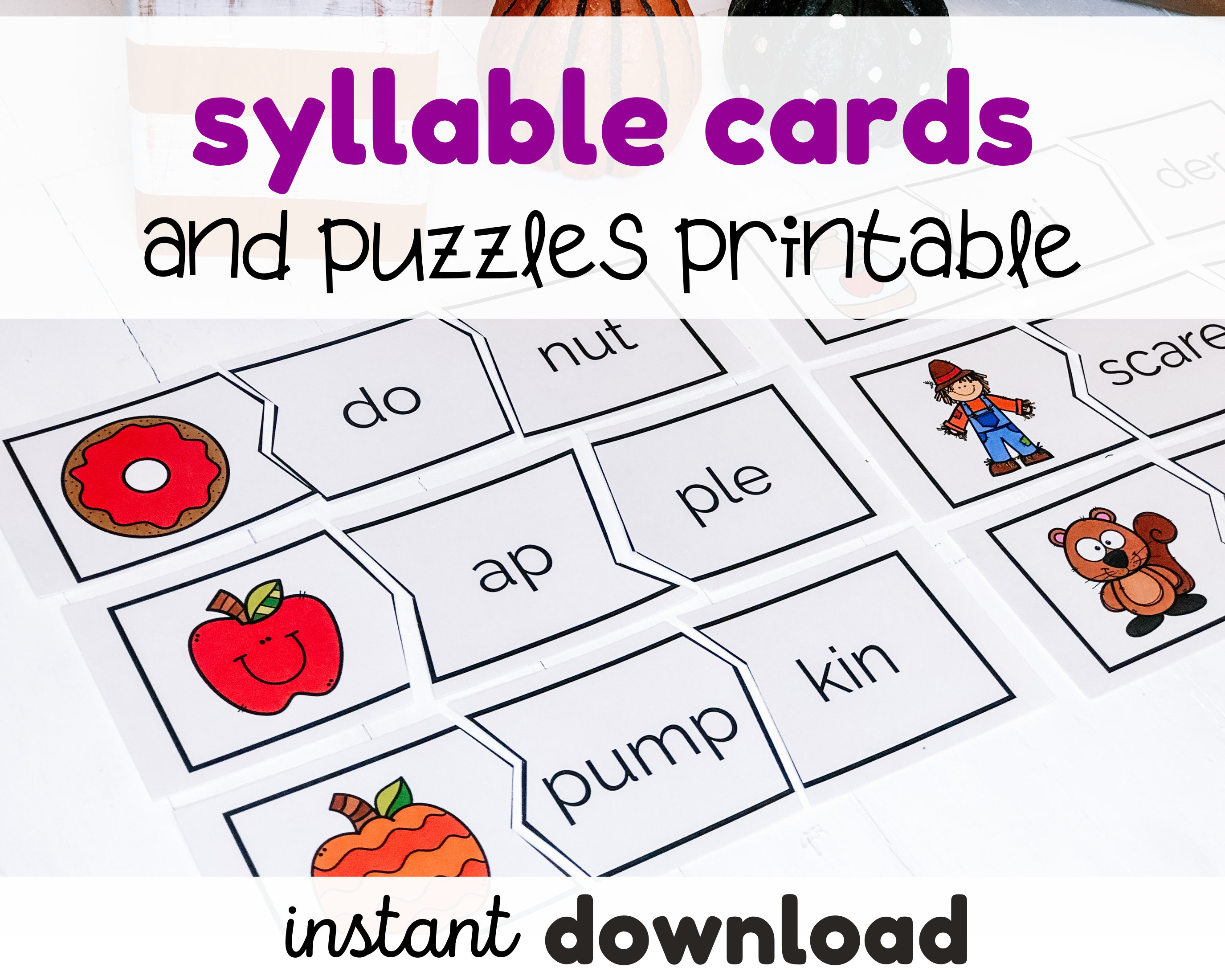 Fall Syllable Game Printable | Literacy Activity for Kids | Preschool ...