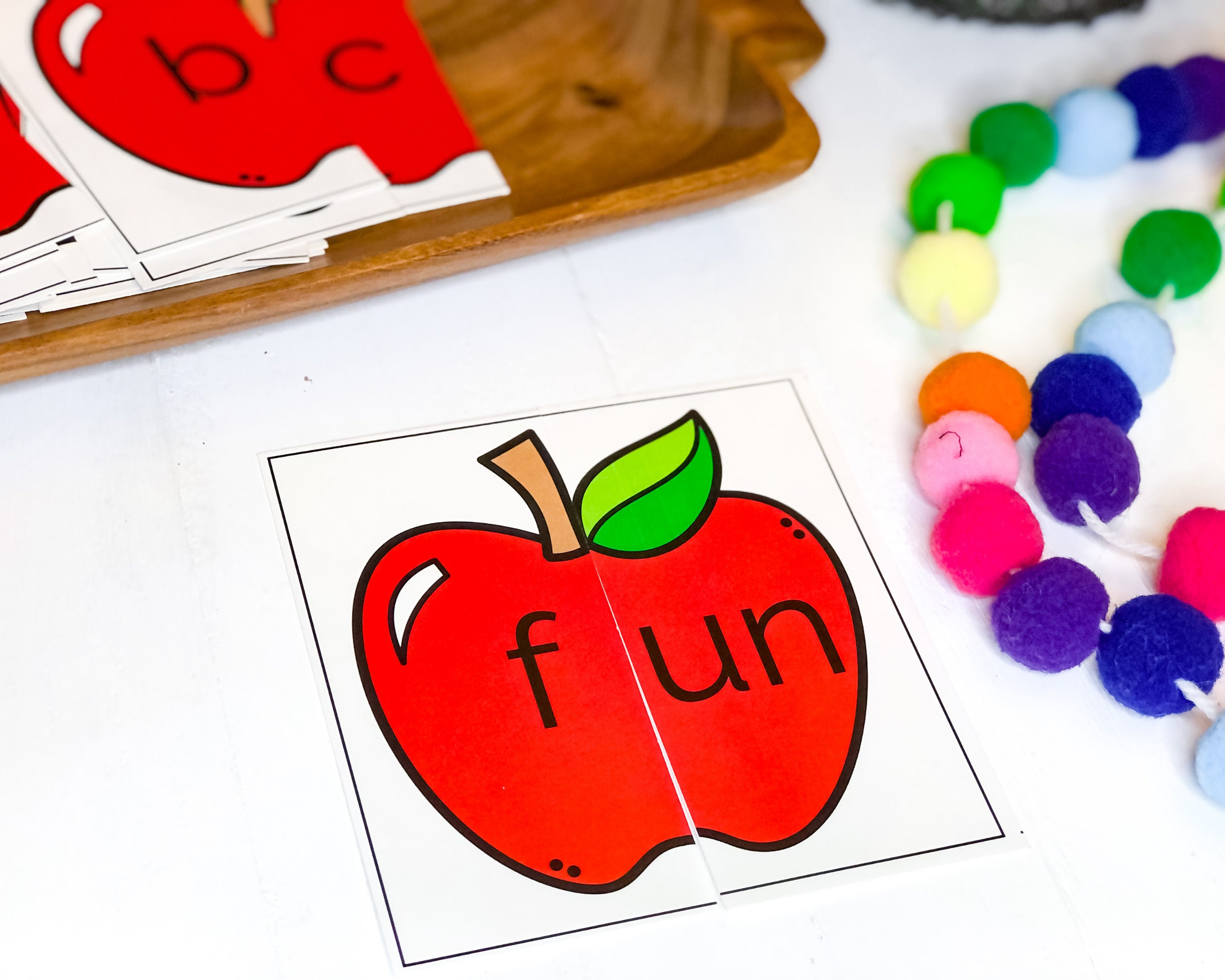 Apple Word Family Puzzles | Short Vowel CVC Word Game | Literacy ...