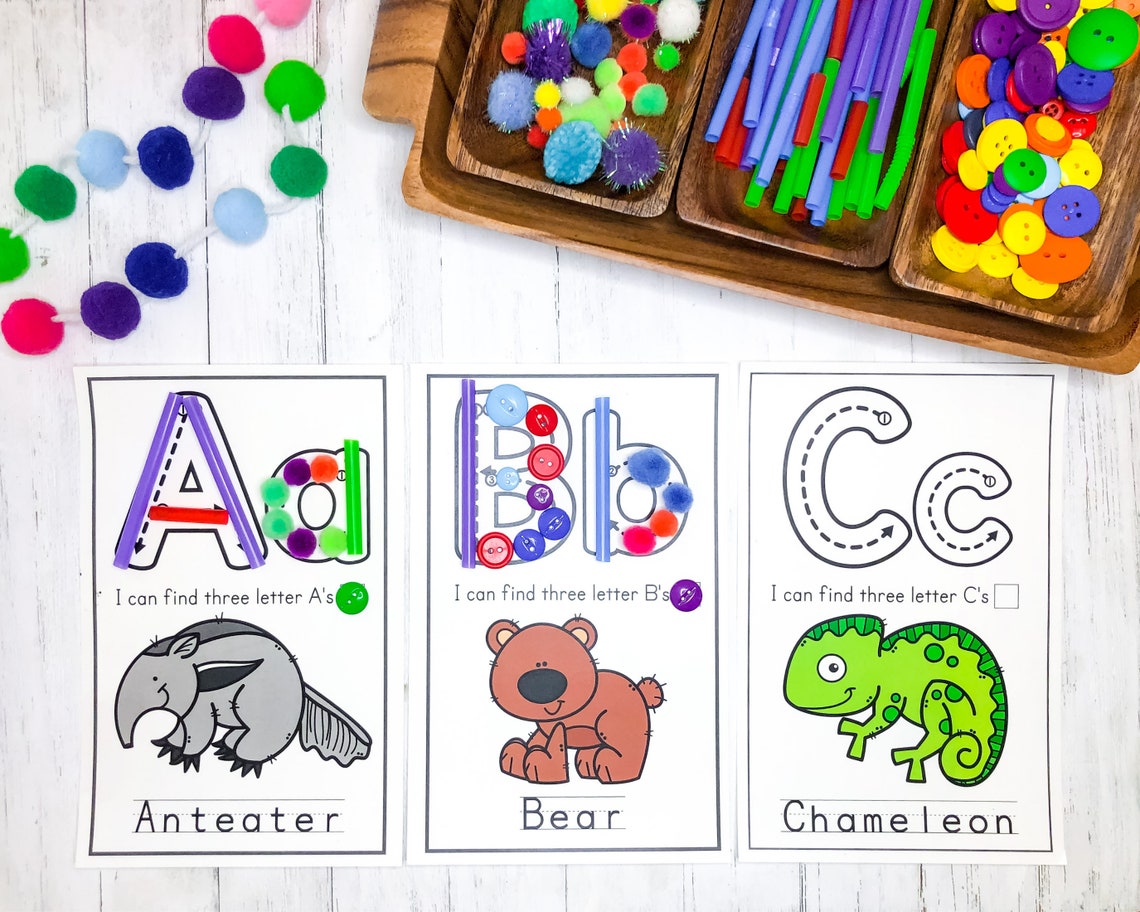 Alphabet Tracing Flashcards, Animal Theme, Printable, Preschool ...