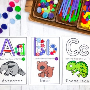 Alphabet Tracing Flashcards, Animal Theme, Printable, Preschool ...