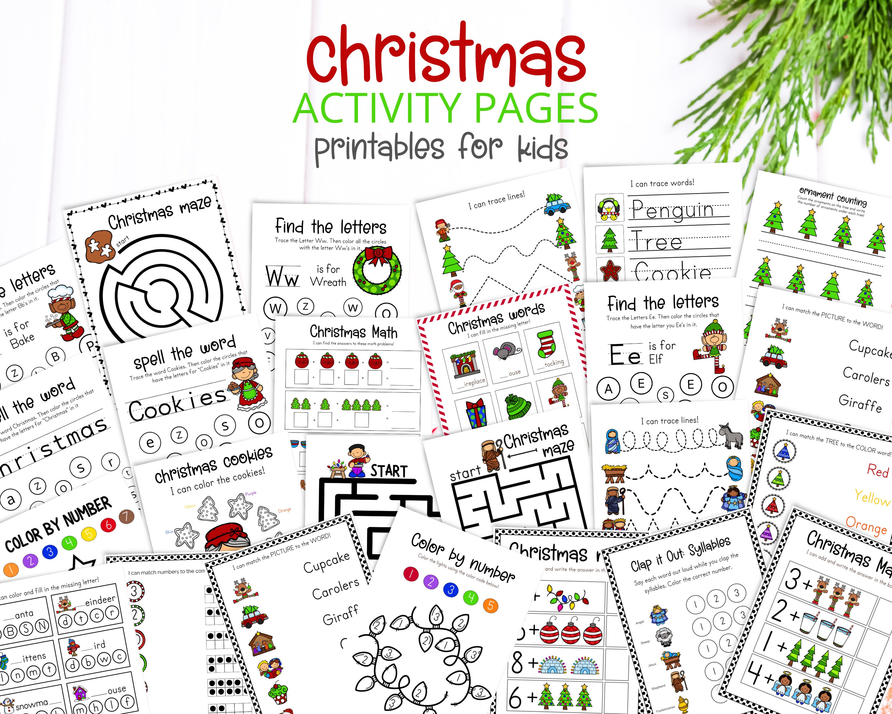 Christmas Printable Activities for Kids, Printable Activity Book ...