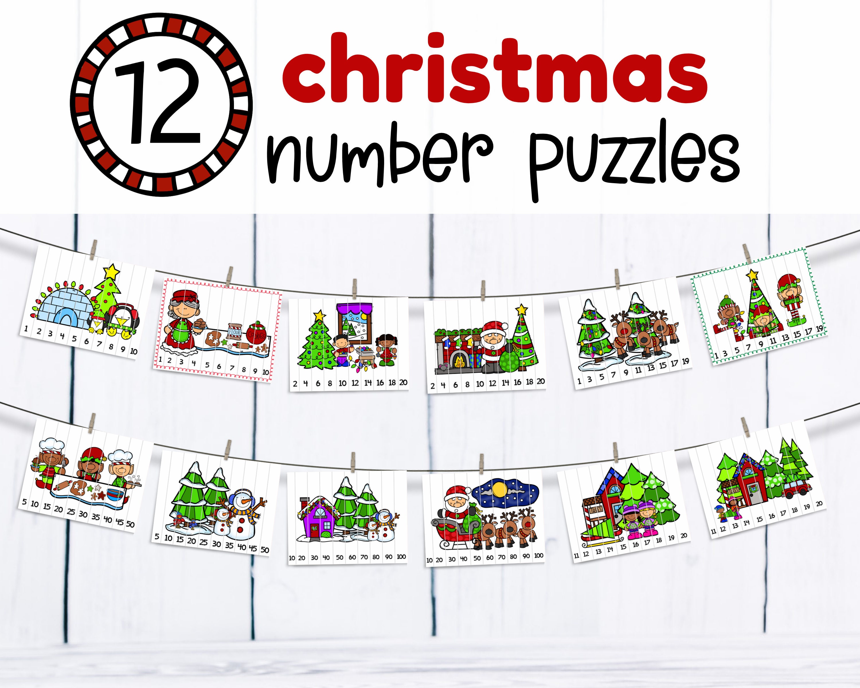 Christmas Counting Printable, Christmas Puzzle Printable, Counting ...