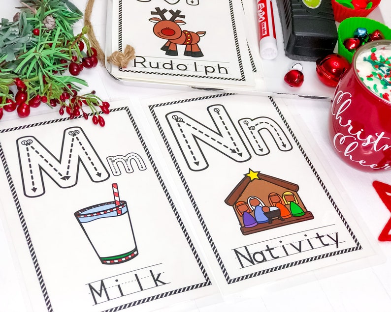 Christmas Alphabet Printable, Christmas Activity for Kids, Tracing ...