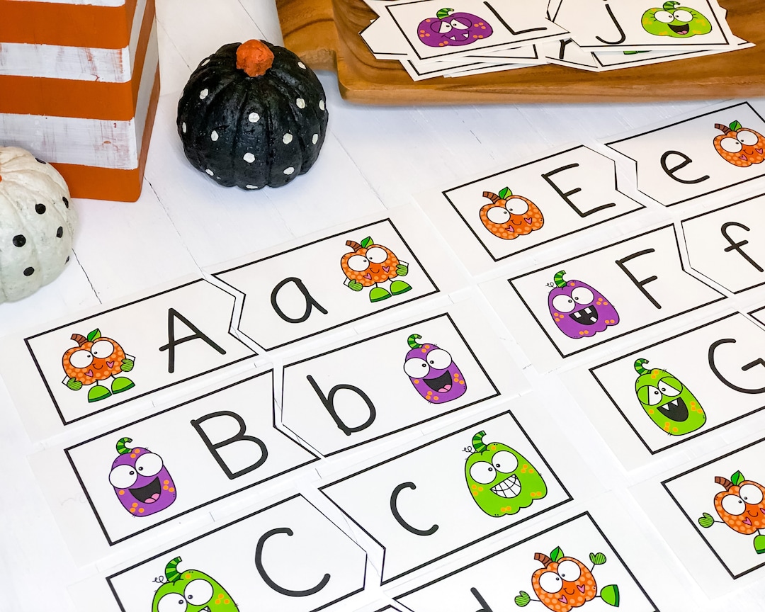 Pumpkin Letter Match Puzzle Printable | Literacy Game | Preschool and ...