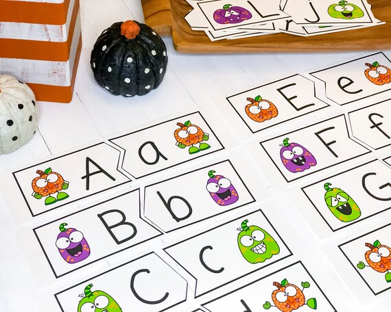 Pumpkin Letter Match Puzzle Printable Literacy Game | Etsy