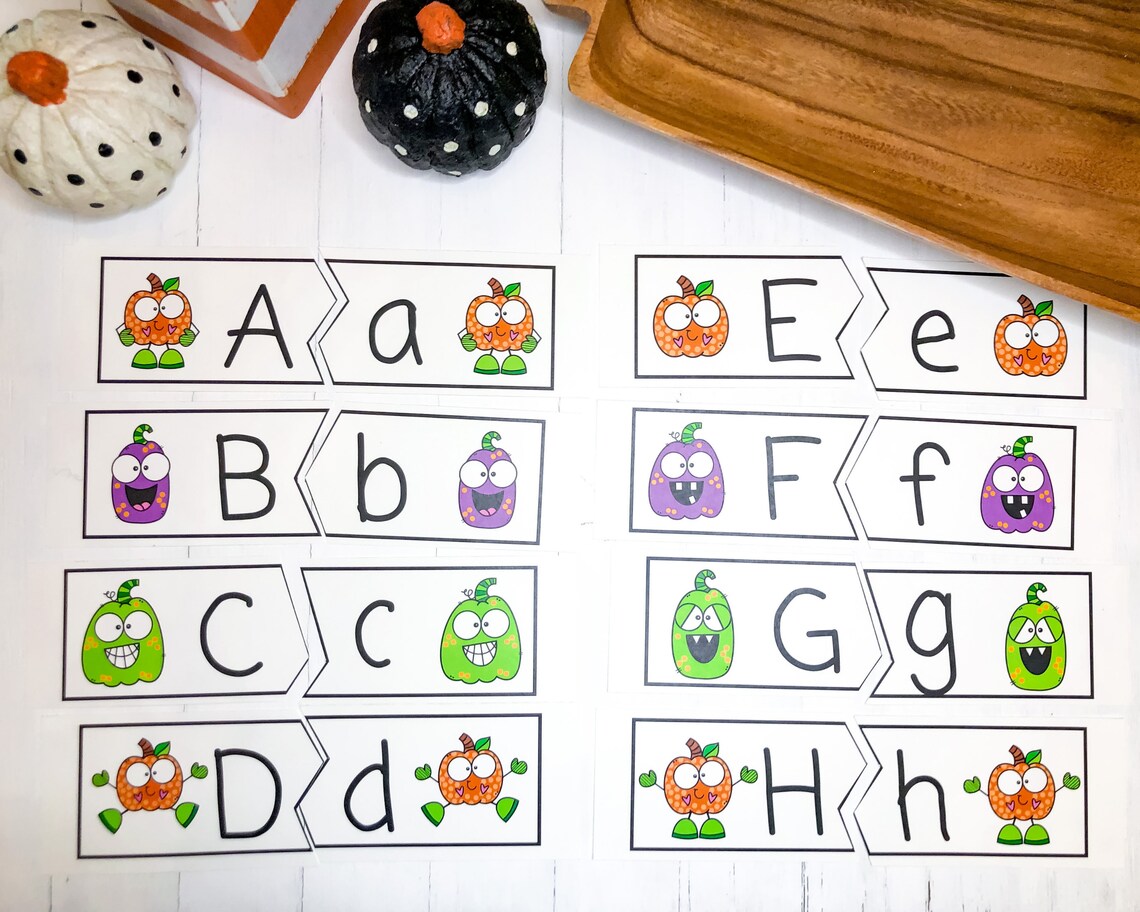 Pumpkin Letter Match Puzzle Printable Literacy Game - Etsy